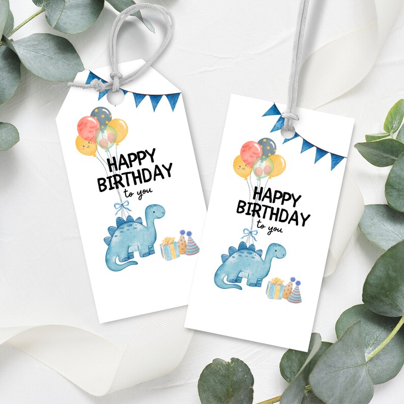 Printable Birthday Gift Tag Dinosaur, Dino Party Favour Tag, Print at ...