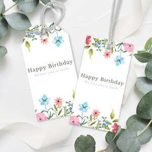 Printable Birthday Gift Tag, Happy Birthday Floral Gift Tag, Print at Home, Instant Download - Etsy