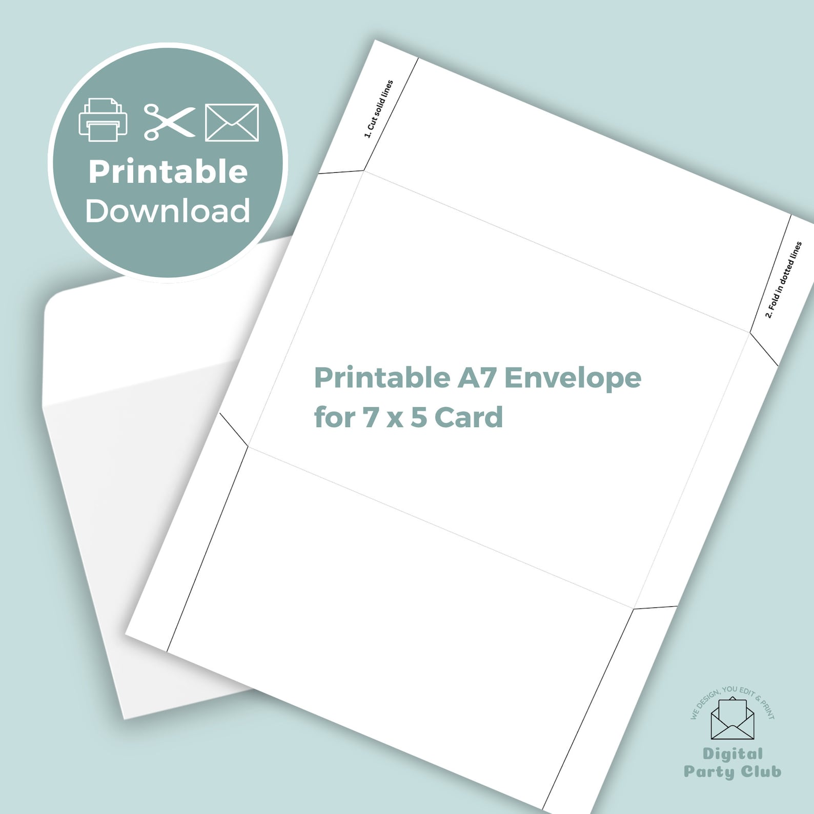 Printable A7 Envelope for 7x5 Card, DIY Envelopes for Printable Cards ...