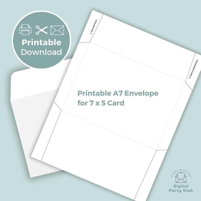 Printable A7 Envelope for 7x5 Card, DIY Envelopes for Printable Cards ...