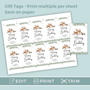 Personalised Birthday Gift Tag Woodland Animal, Birthday Party Favour ...
