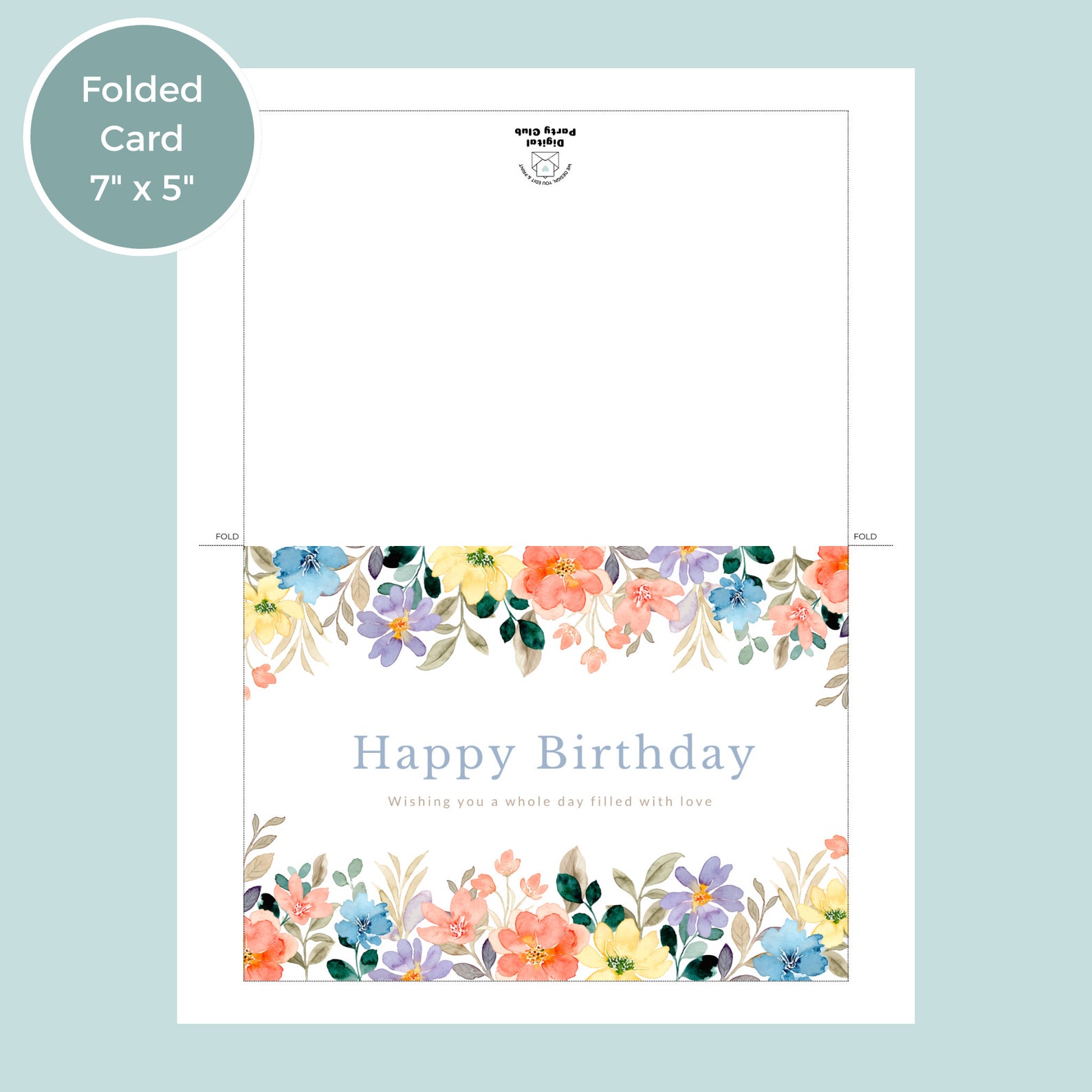 Printable Birthday Card With Flowers, Floral Birthday Card, Digital ...