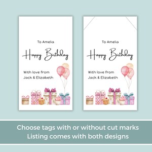Editable Happy Birthday Present Gift Tag, Birthday Favour Tag Instant ...
