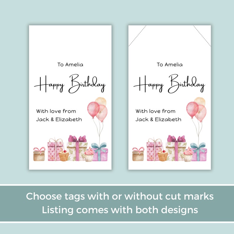 Editable Happy Birthday Present Gift Tag, Birthday Favour Tag Instant ...