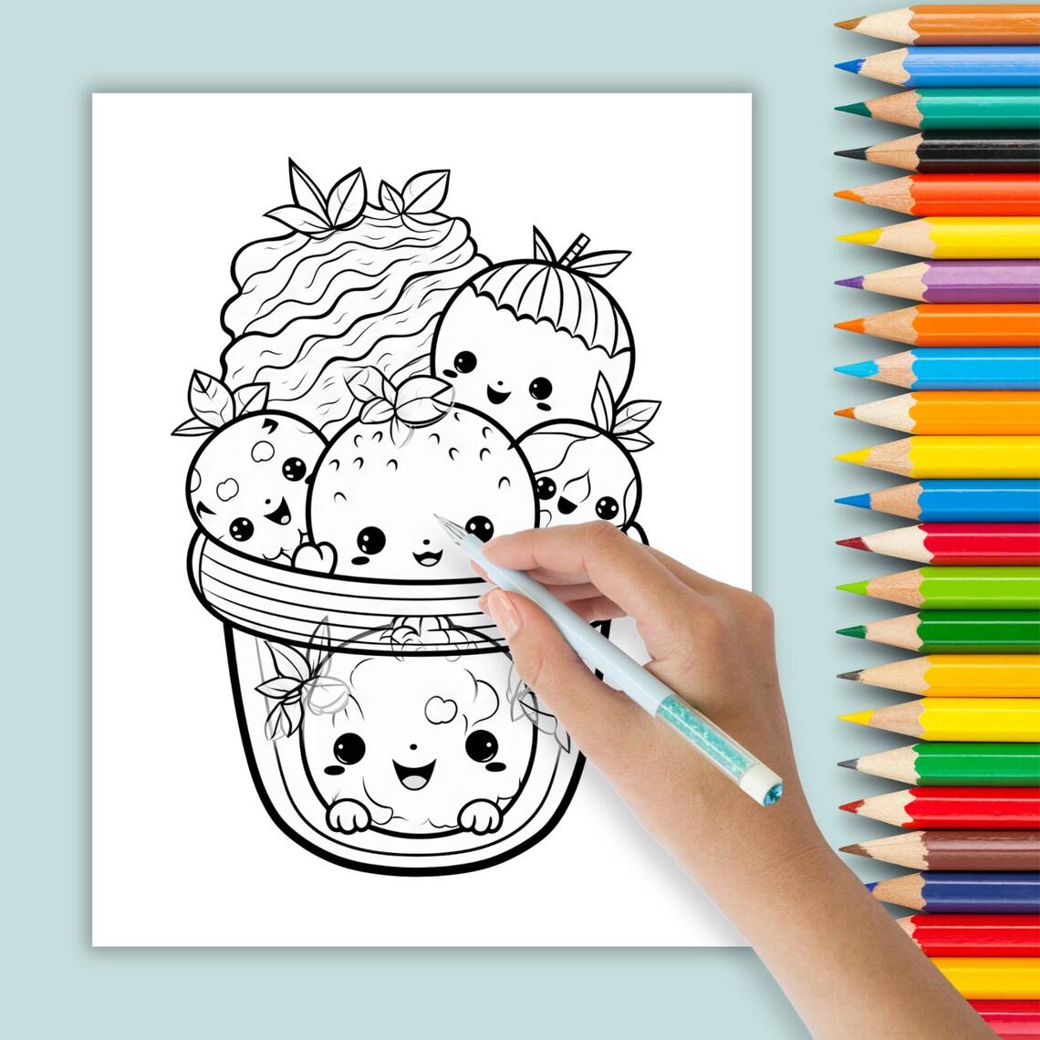 25 Colouring Pages for Kids Printable, Cute Sweet Treats Colouring ...