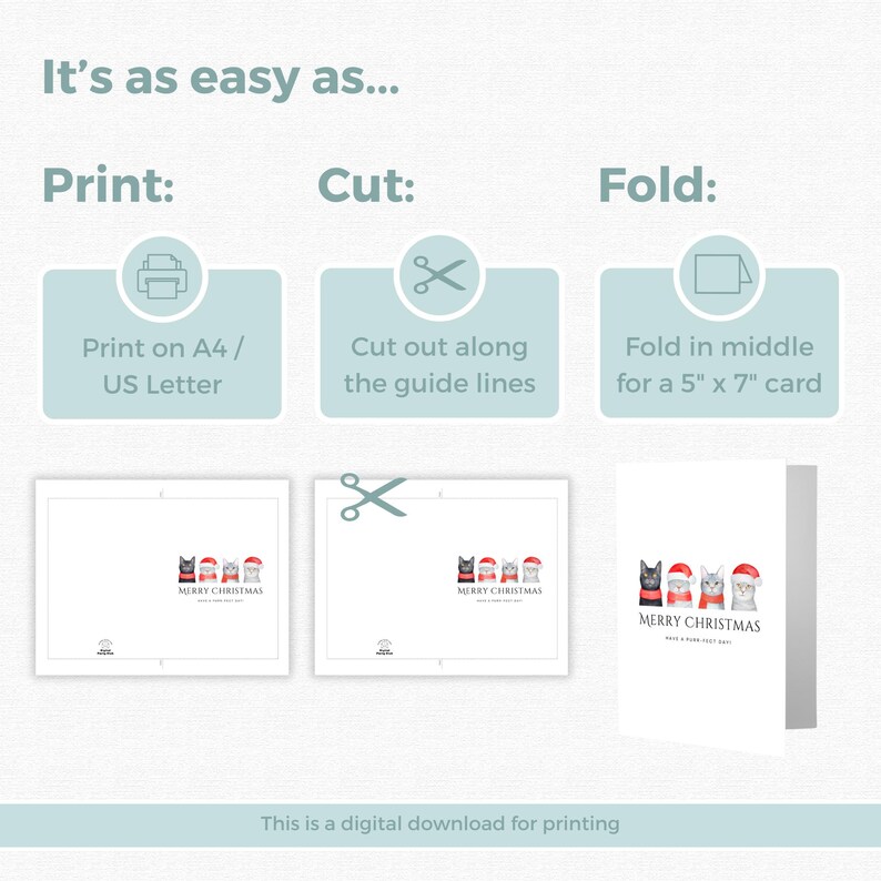 Christmas Card With Cats - Have the Purr-fect Christmas, Cute Cat ...