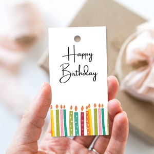 Printable Birthday Gift Tag Instant Download, Favour Tag Candles, Happy ...