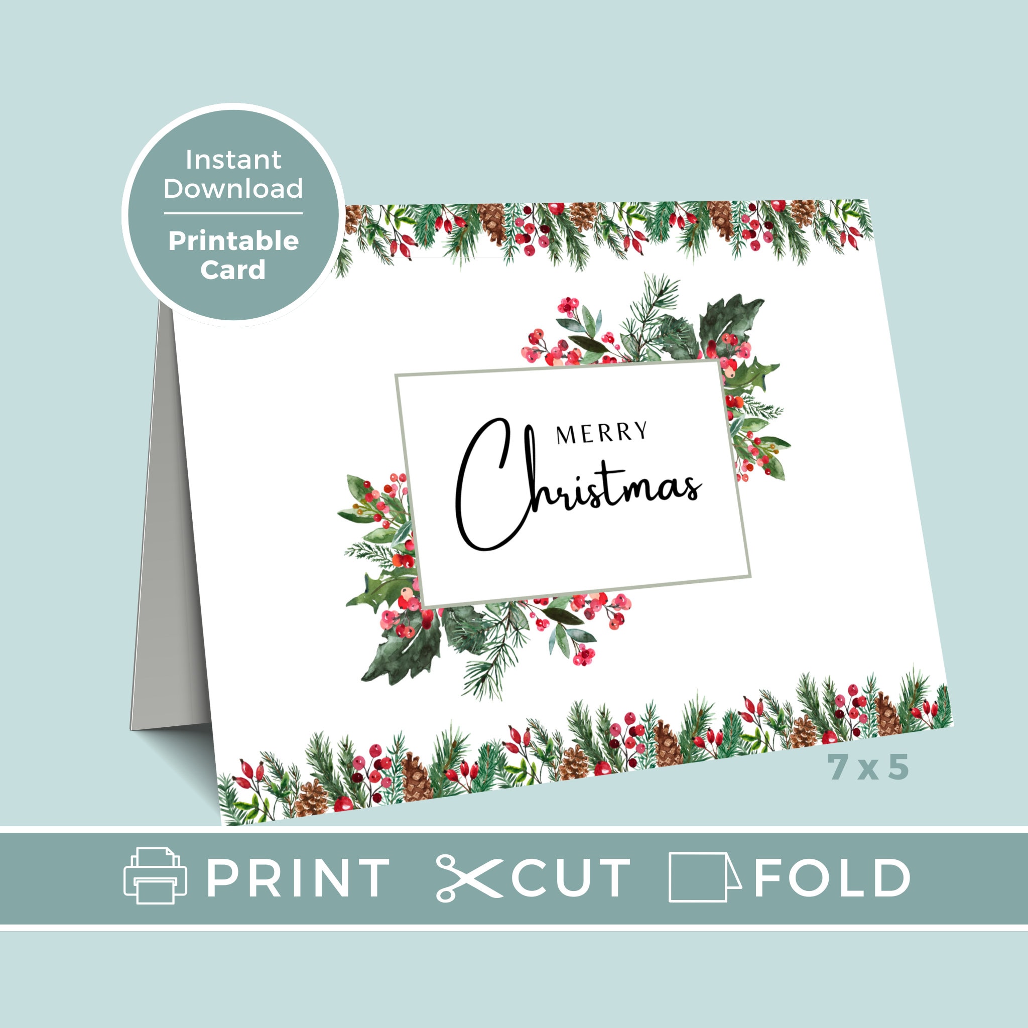 Merry Christmas Card Printable, Merry Christmas Card, Christmas Cards ...