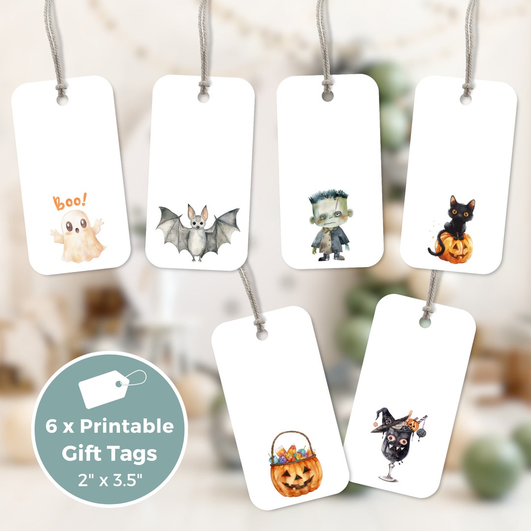 Halloween Gift Tags, Printable Children's Gift Tag Bundle, 6 Party Gift ...