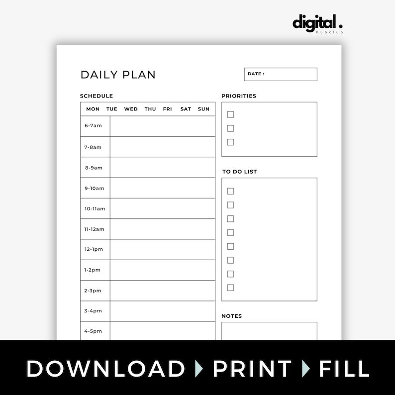 Daily Planner Printable to Do List Daily Schedule Tracker - Etsy