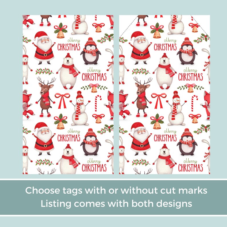 Printable Christmas Gift Tag Santa and Snowman, Christmas Illustration ...