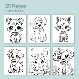 25 Colouring Pages for Kids Printable, Cute Pets Colouring Pages for ...