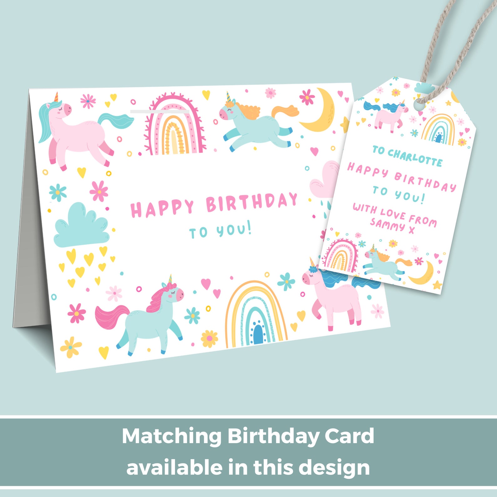 Personalised Happy Birthday Unicorn Gift Tag, Pony Party Favour Tag ...