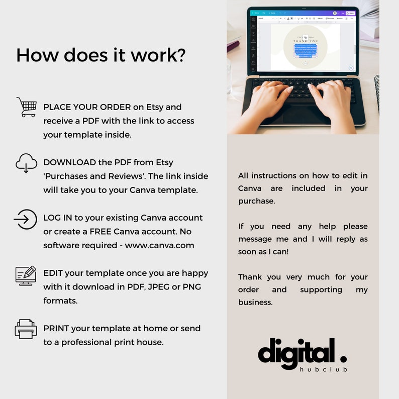 Small Business Thank You Card Template, Editable Business Thank You ...