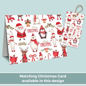 Printable Christmas Gift Tag Santa and Snowman, Christmas Illustration ...