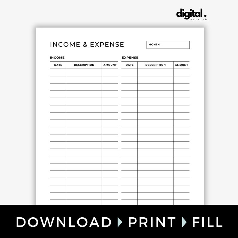Income and Expense Tracker, Small Business Income and Expense Printable ...