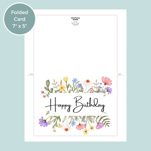 Printable Birthday Card With Flowers, Floral Birthday Card, Printable ...