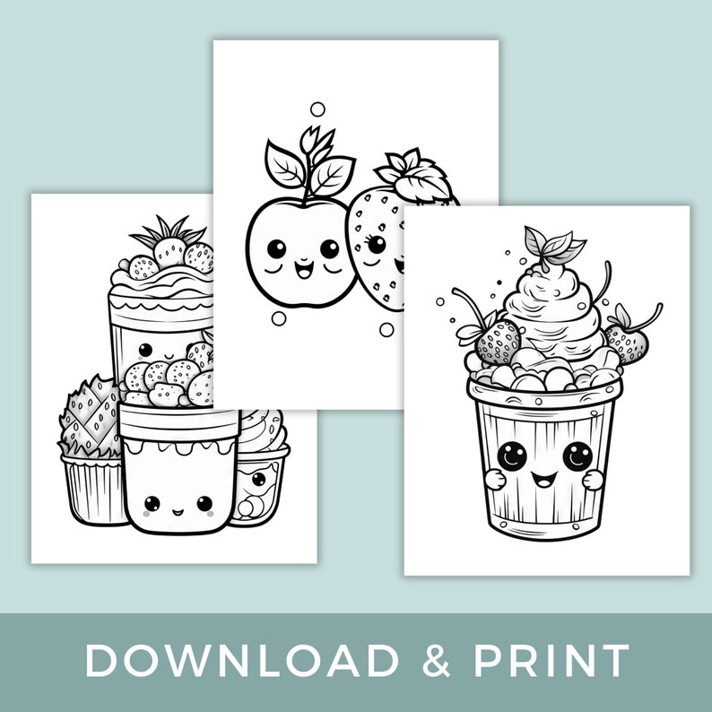 25 Colouring Pages for Kids Printable, Cute Sweet Treats Colouring ...