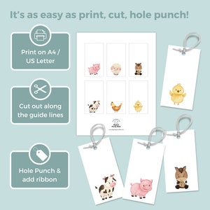 Farm Animal Gift Tags, Printable Children's Gift Tags, 6 Party Gift ...