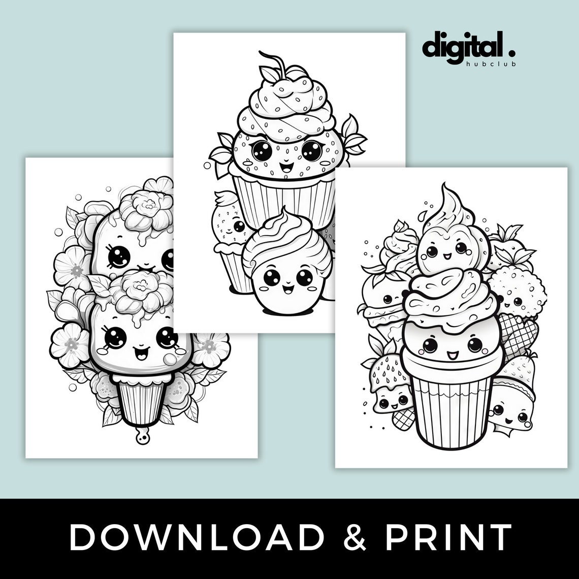 25 Colouring Pages for Kids Printable Cute Sweet Treats - Etsy