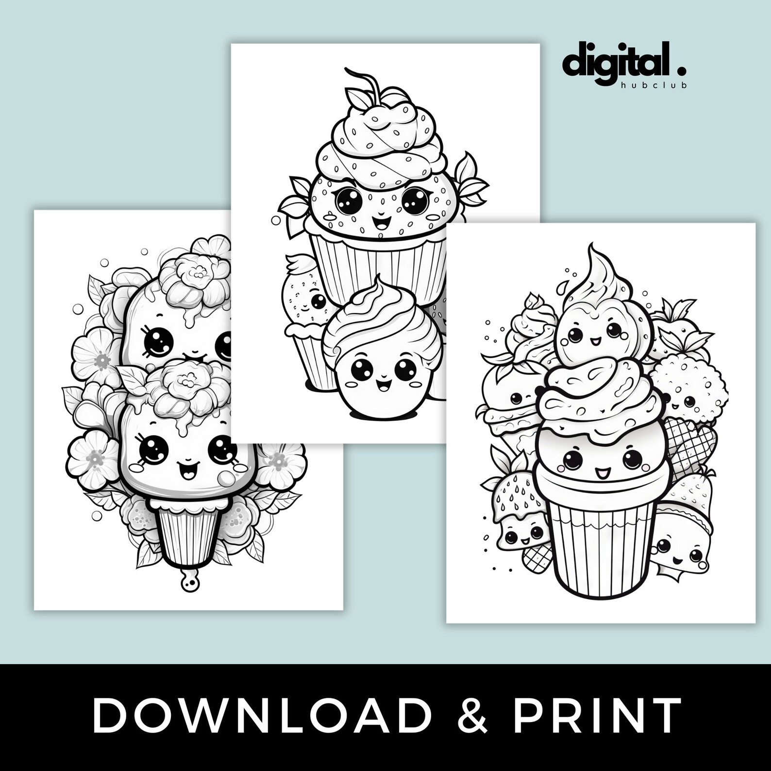 25 Colouring Pages for Kids Printable Cute Sweet Treats - Etsy