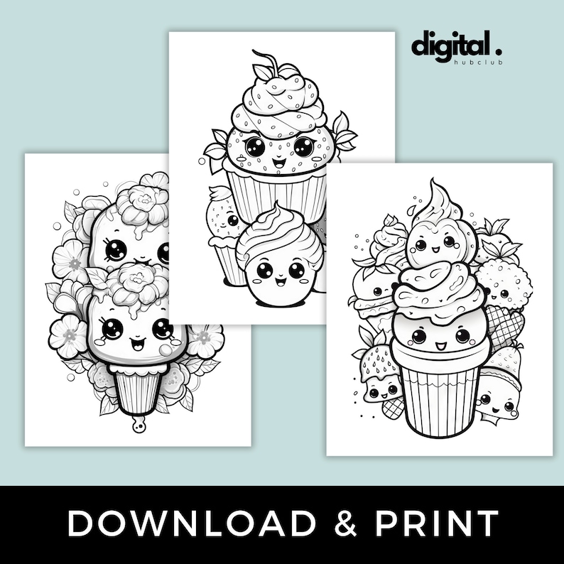 25 Colouring Pages for Kids Printable Cute Sweet Treats - Etsy