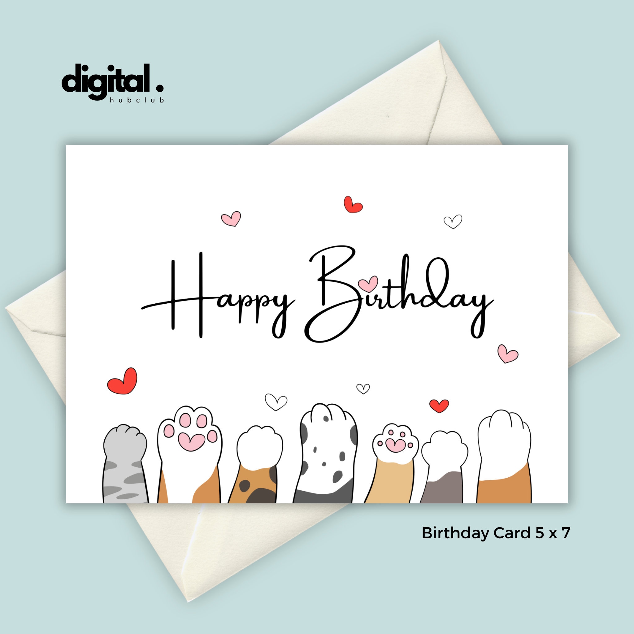 Birthday Card Bundle Printable Dog and Cat Set of 4 Printable - Etsy