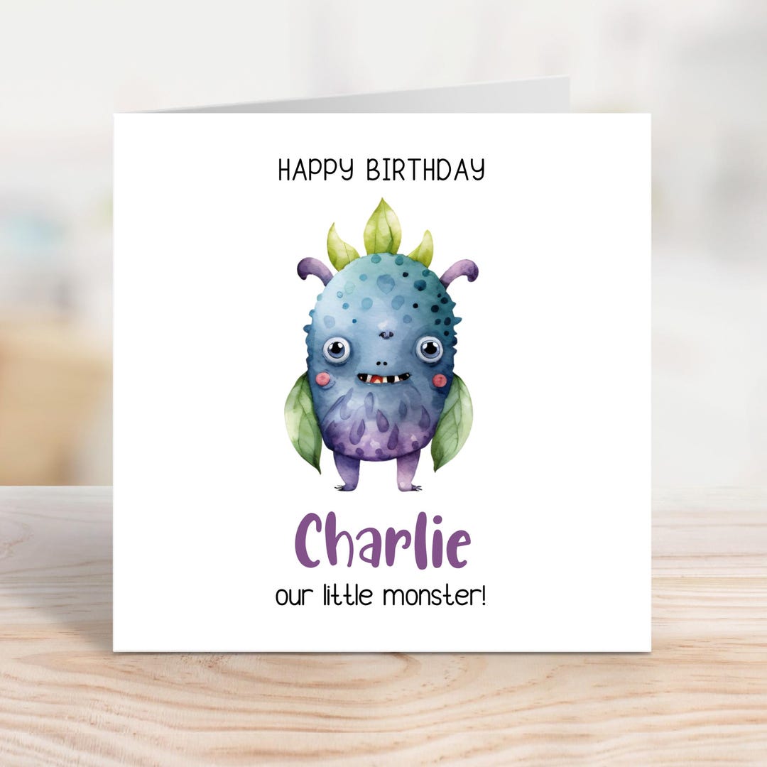 Editable Monster Birthday Card, Cute Boys Printable Card With Free ...