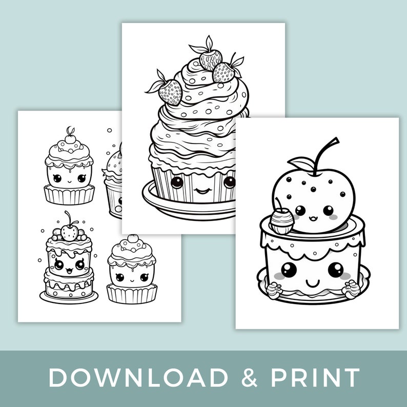 25 Colouring Pages for Kids Printable, Cute Sweet Treats Colouring ...