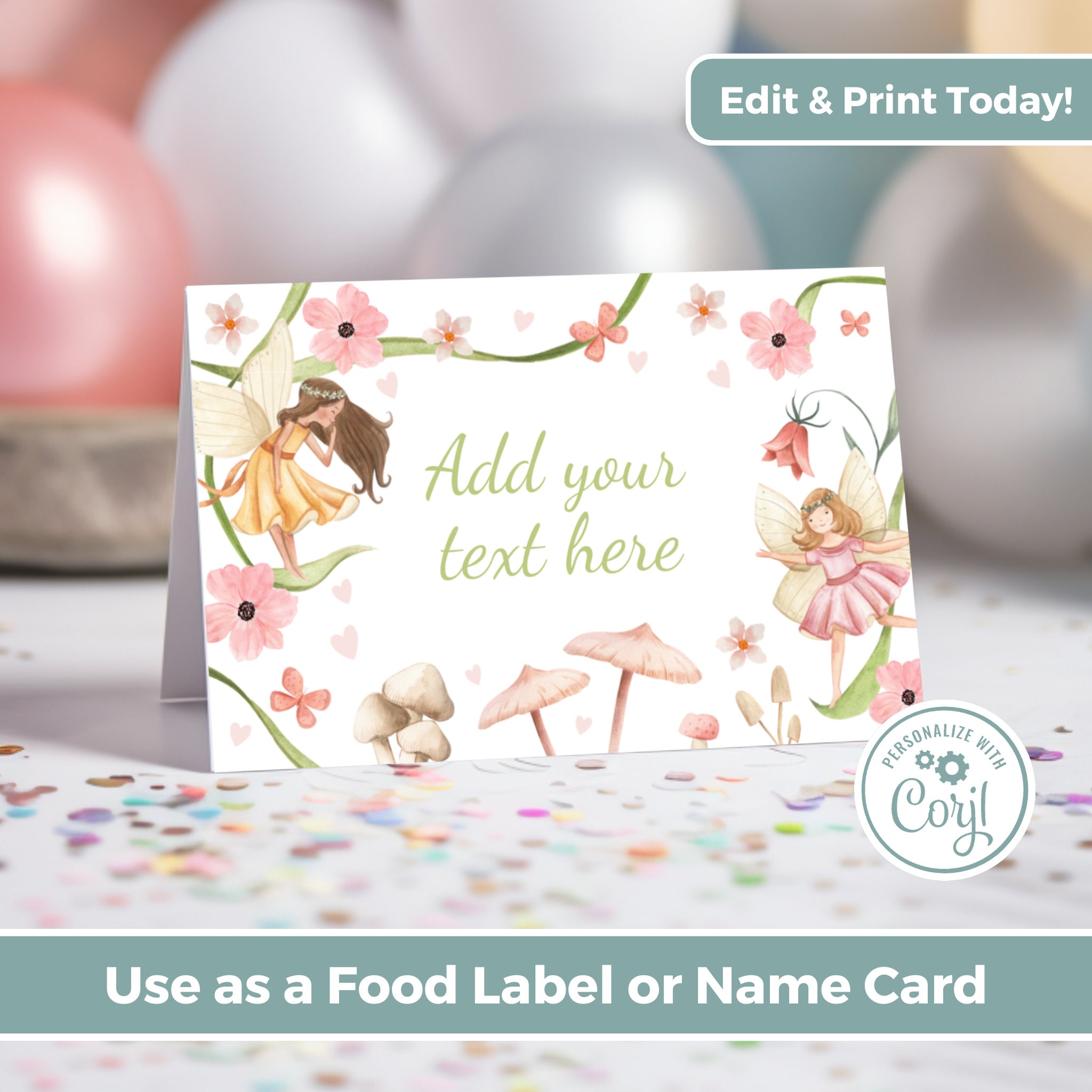 Editable Fairy Food Tags Buffet Label Tent Card Food Labels Place Cards ...