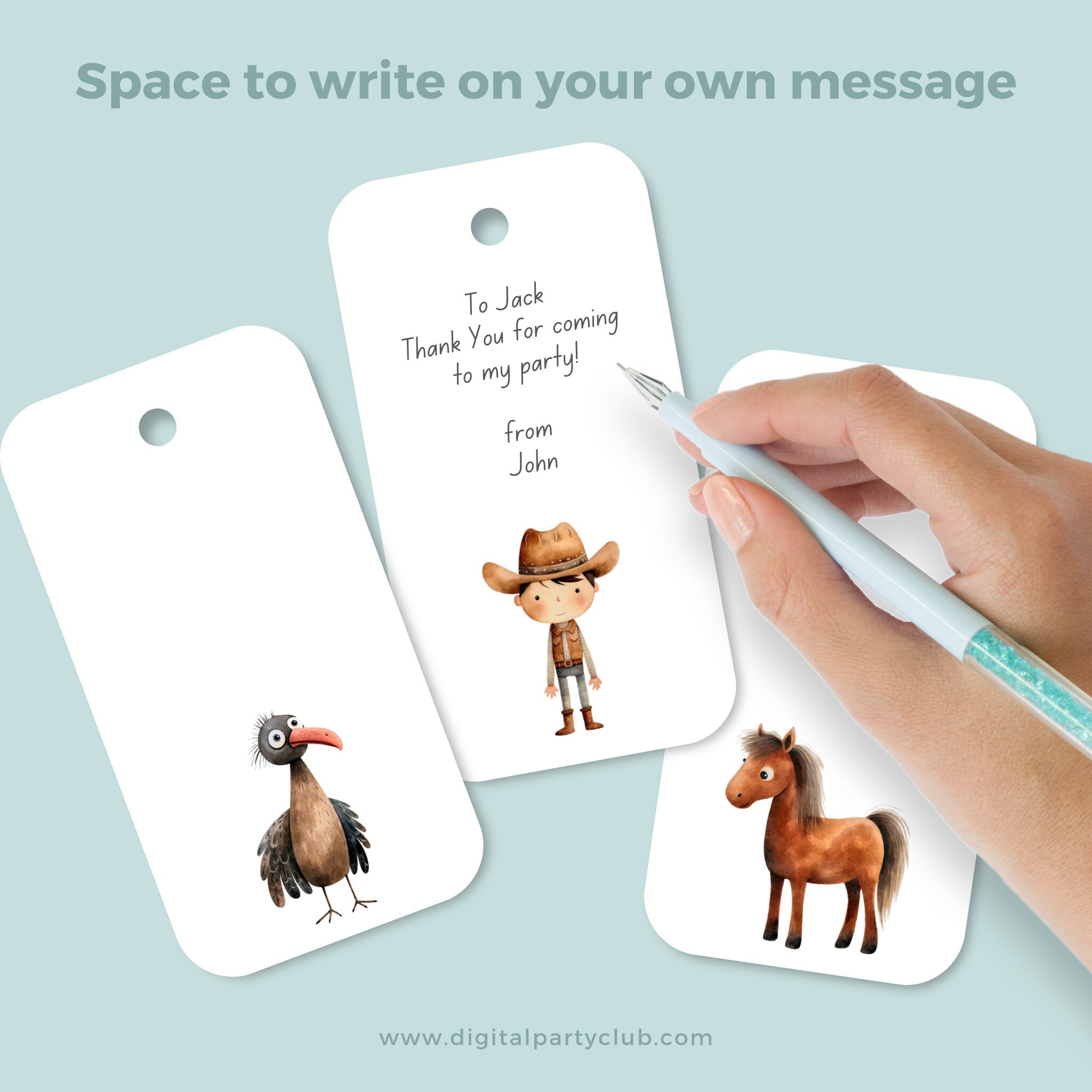 Cowboy Gift Tags, Printable Children's Gift Tags, 6 Party Gift Tags ...