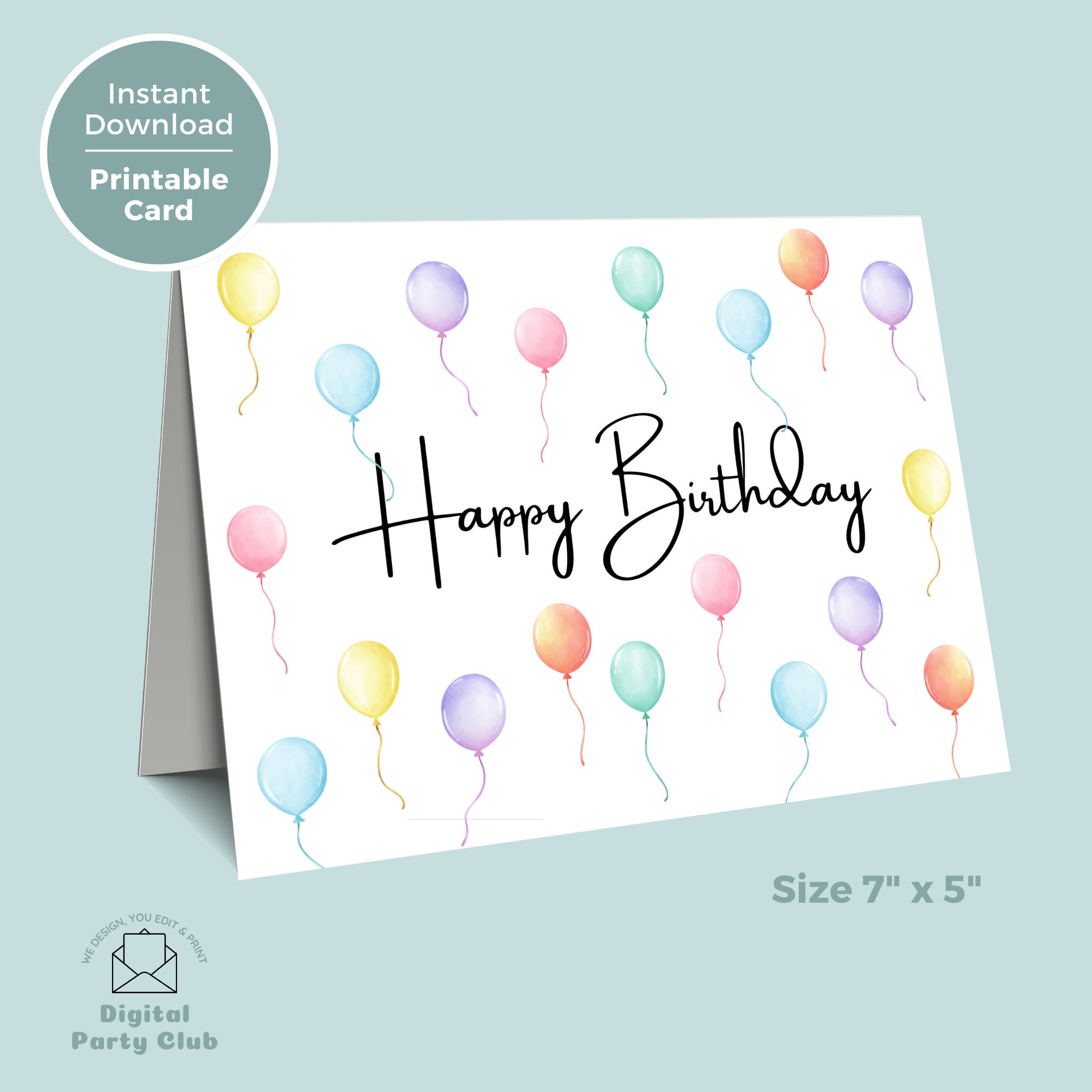 Birthday Card Set, Birthday Card Bundle, Set of 4 Printable Birthday ...