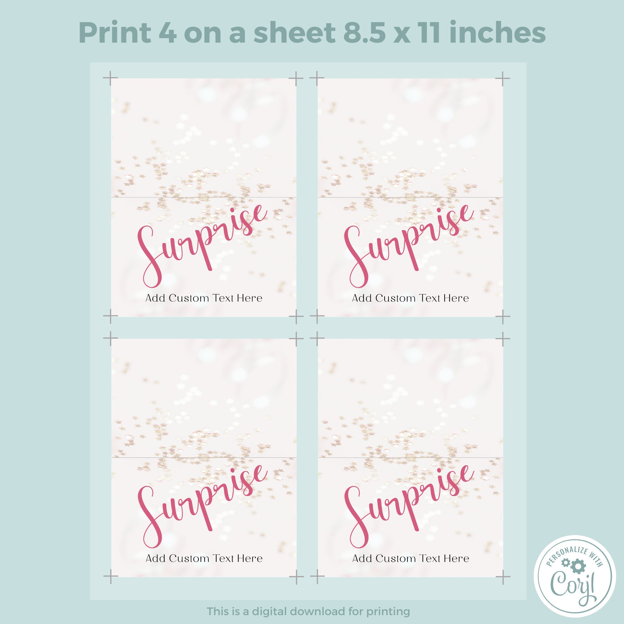 Editable Surprise Pink Food Buffet Label Tent Card Food Place Cards ...