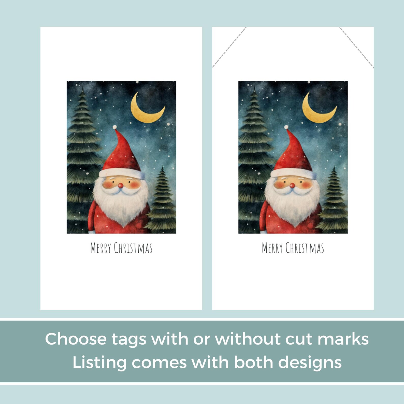 Printable 2x3.5 Christmas Gift Tags, Santa Claus Holiday Tags, DIY ...