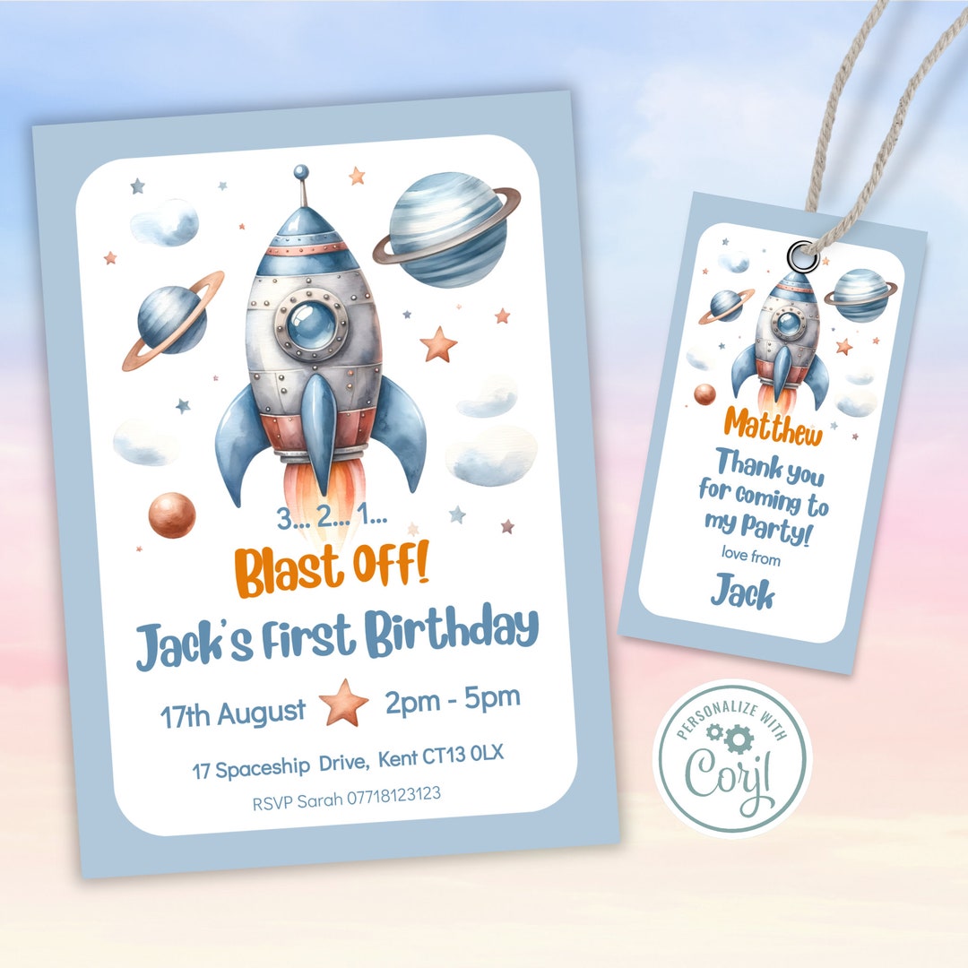 Editable Rocket Birthday Invitation, Space Rocket Invite, Boys Space ...