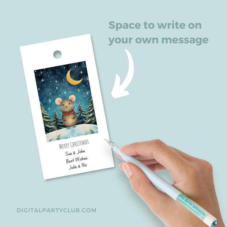 Printable 2x3.5 Christmas Gift Tags, Cute Mouse Holiday Tags, DIY ...