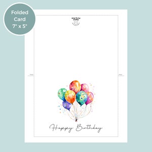 Printable Birthday Card Watercolor Balloons, DIY Greetings Card Print ...