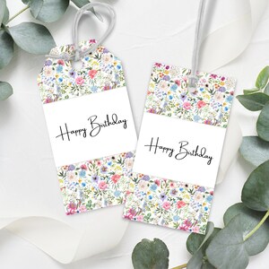 Printable Birthday Gift Tag With Floral Design, Print at Home, Instant ...