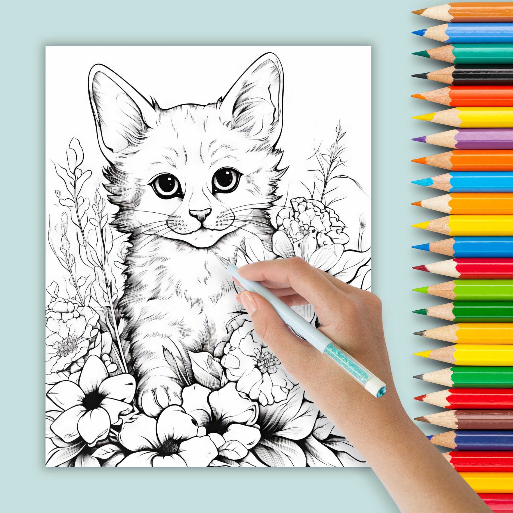 30 Colouring Pages for Kids Printable Cute Cats Colouring - Etsy
