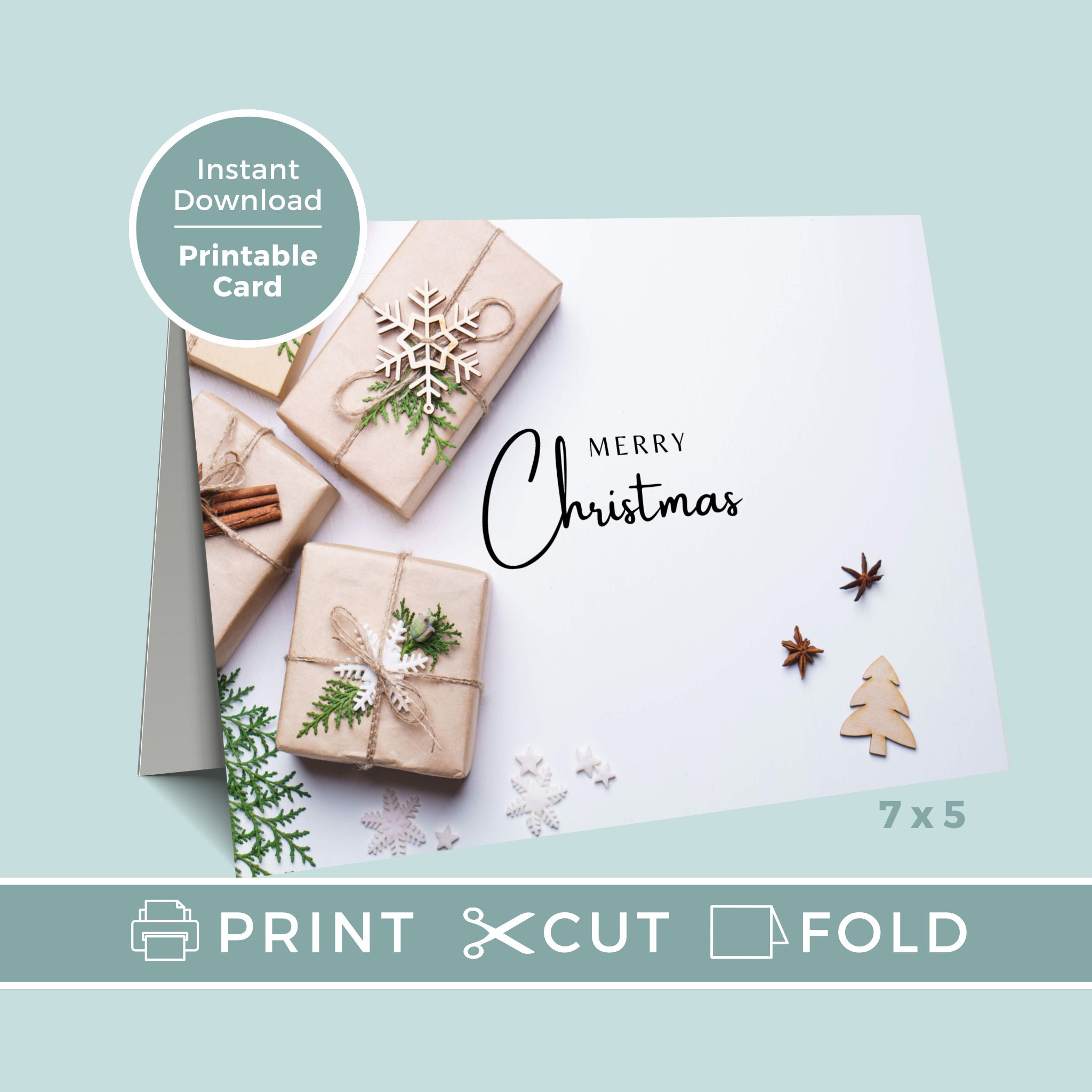 Printable Christmas Card, Digital Download Printable, Merry Christmas ...