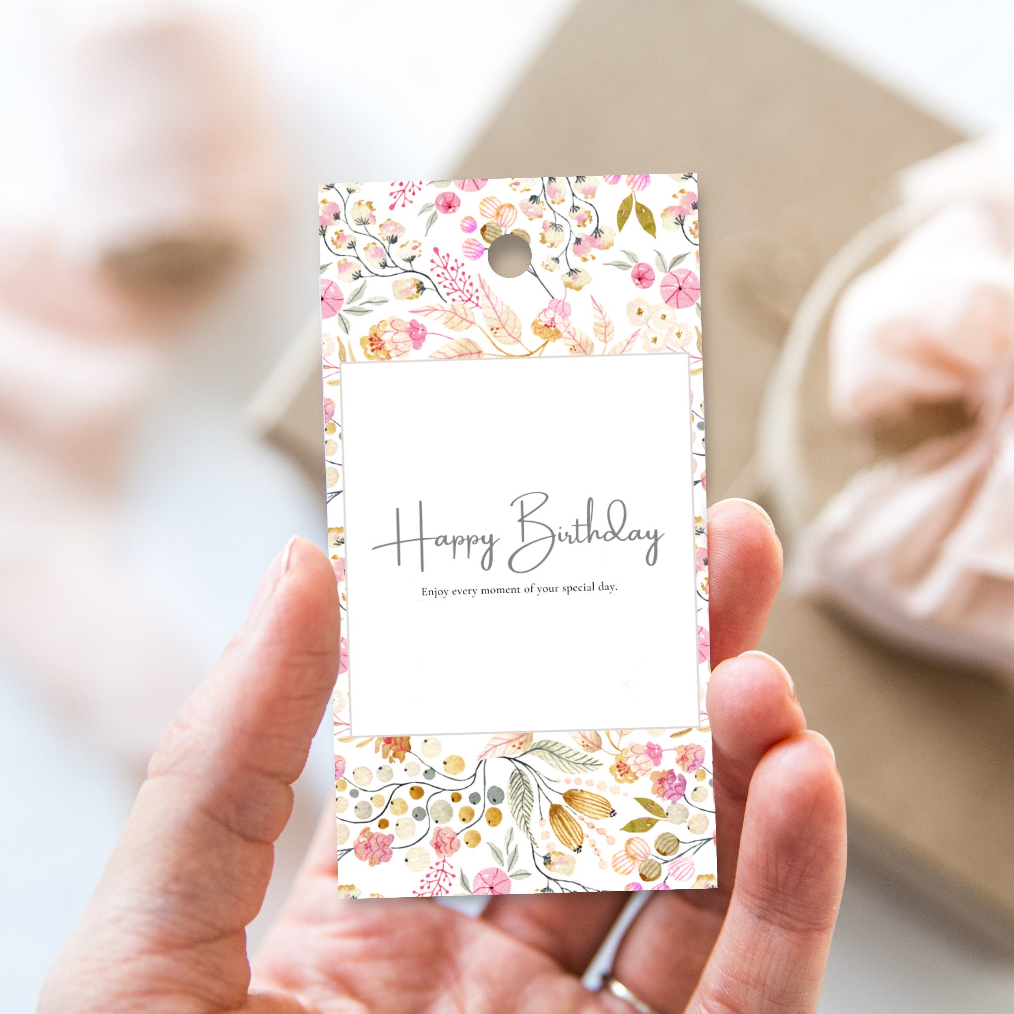 Printable Birthday Gift Tag With Floral Design, Print at Home, Instant ...
