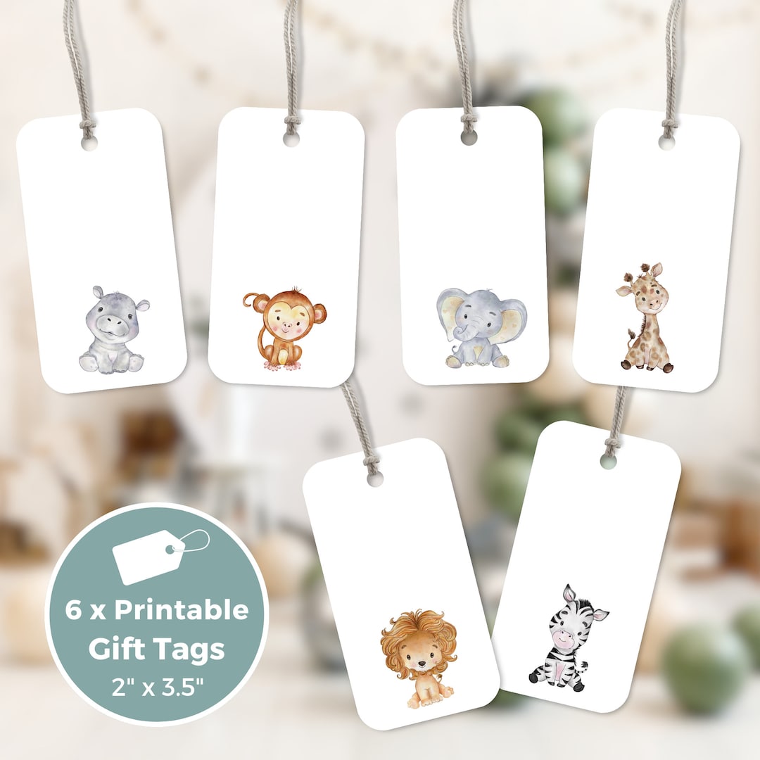 Animal Gift Tags, Printable Children's Gift Tags, 6 Party Gift Tags ...