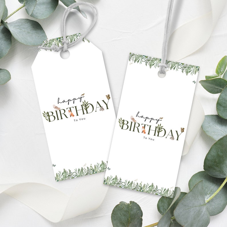 Printable Woodland Animals Birthday Gift Tag, Cute Animal Gift Tags ...