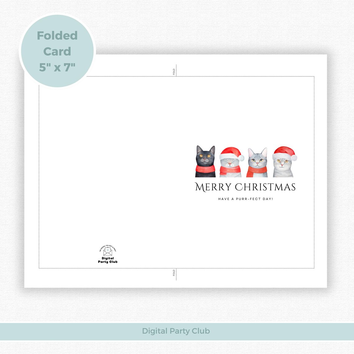 Christmas Card With Cats - Have the Purr-fect Christmas, Cute Cat ...