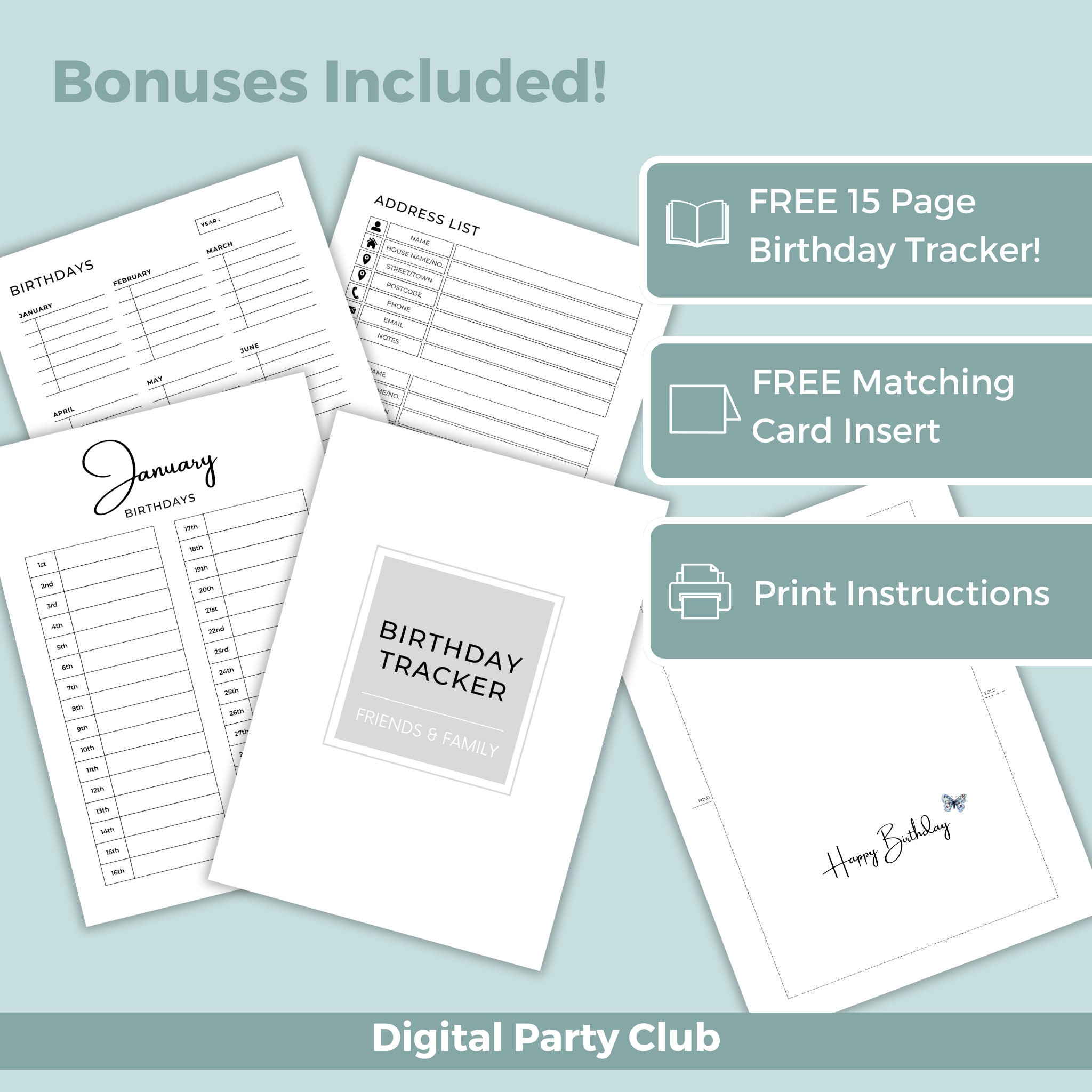 Printable Birthday Card With Flowers, Happy Birthday Card Printable ...