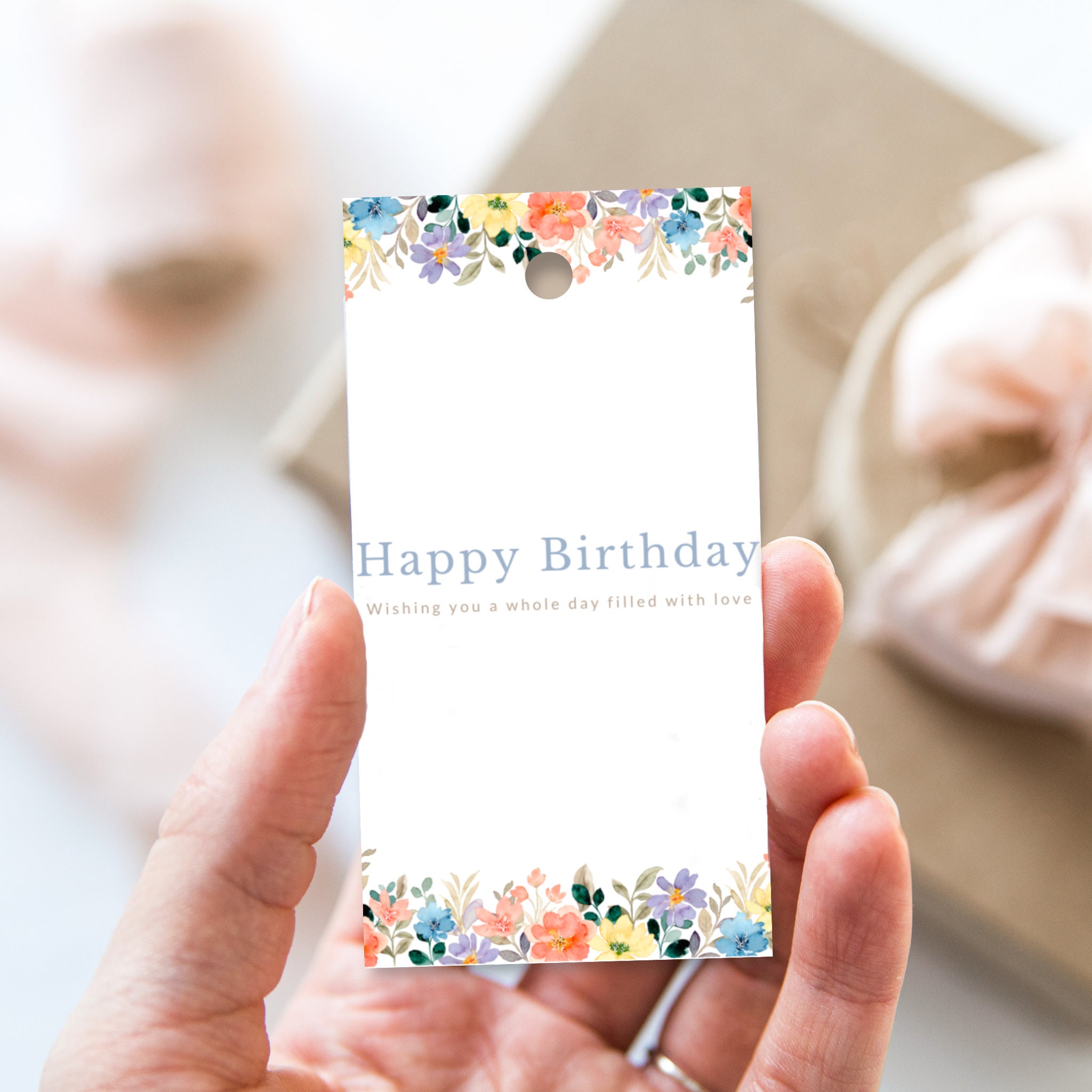Printable Birthday Gift Tag With Floral Design, Print at Home, Instant ...