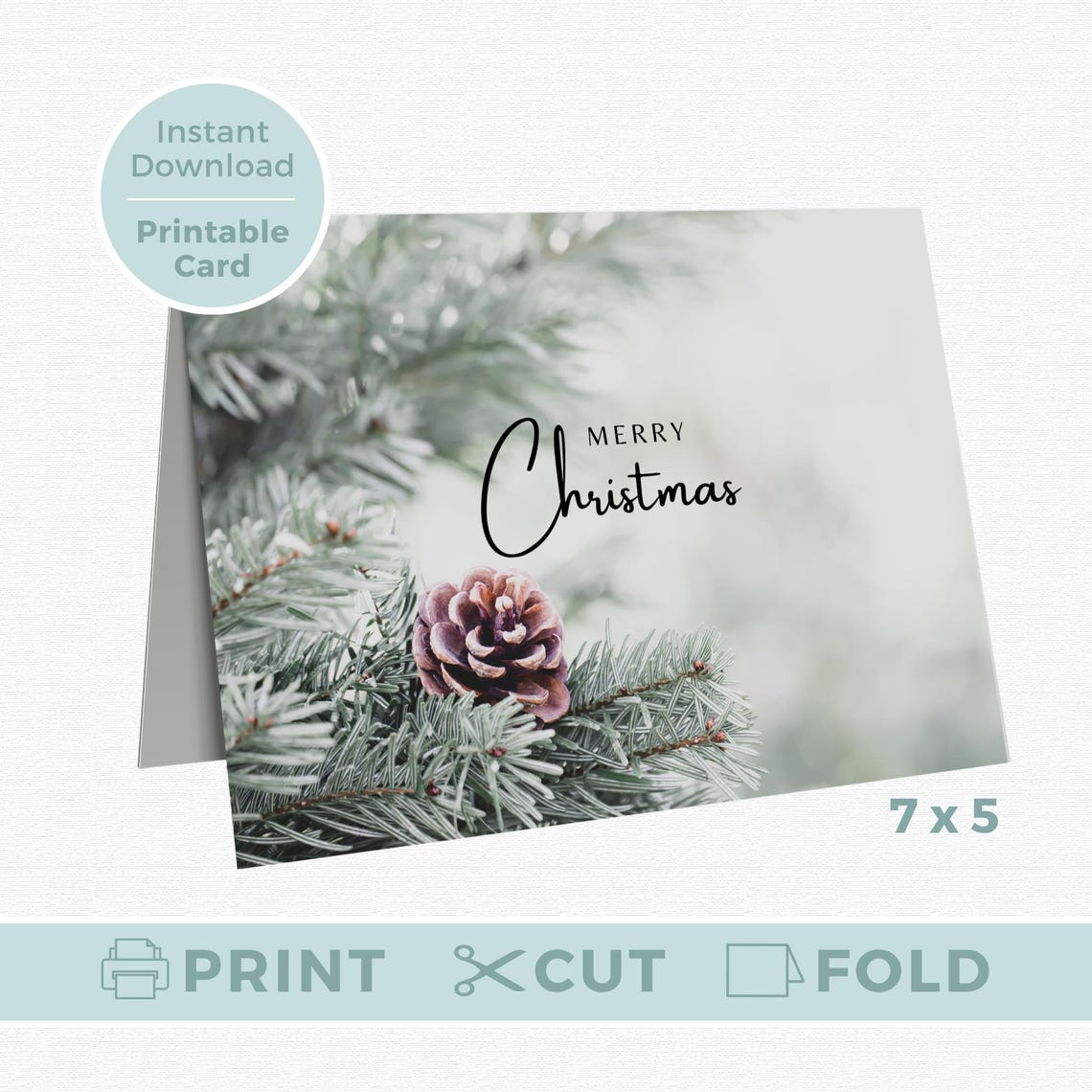 Christmas Card Digital Download Printable, Merry Christmas Card, Print ...