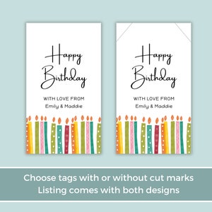 Personalised Happy Birthday Gift Tag With Candles, Gift Tag Print at ...