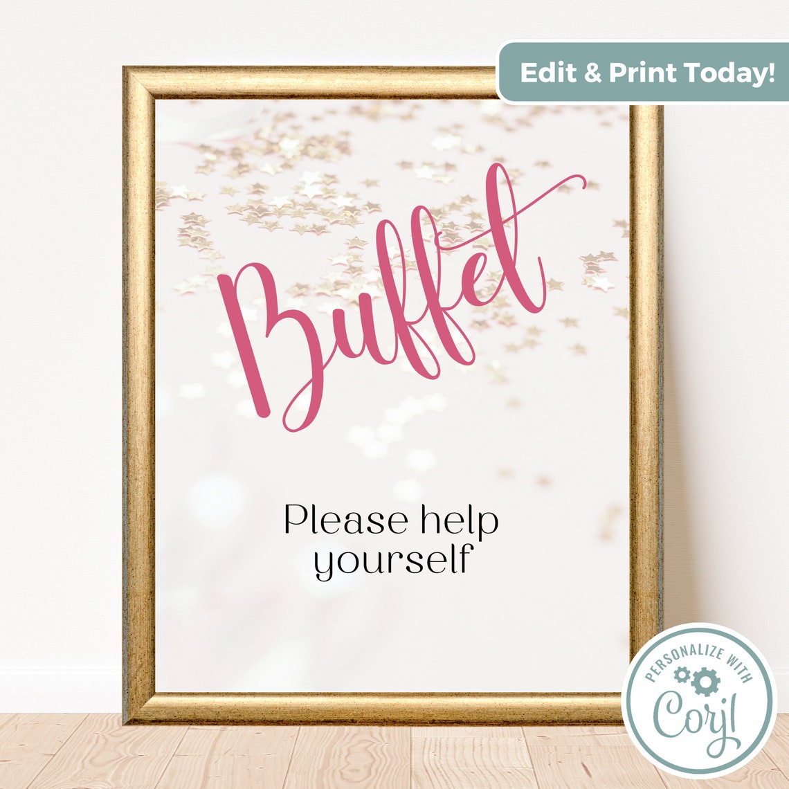 Printable Surprise Pink Birthday Buffet Sign, Birthday Printable Party ...