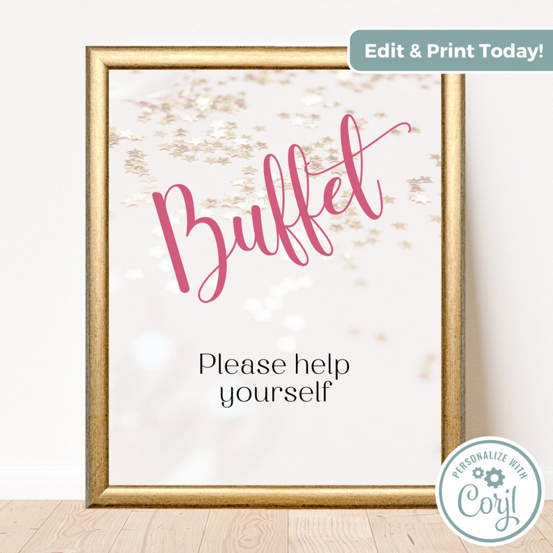 Printable Surprise Pink Birthday Buffet Sign, Birthday Printable Party ...